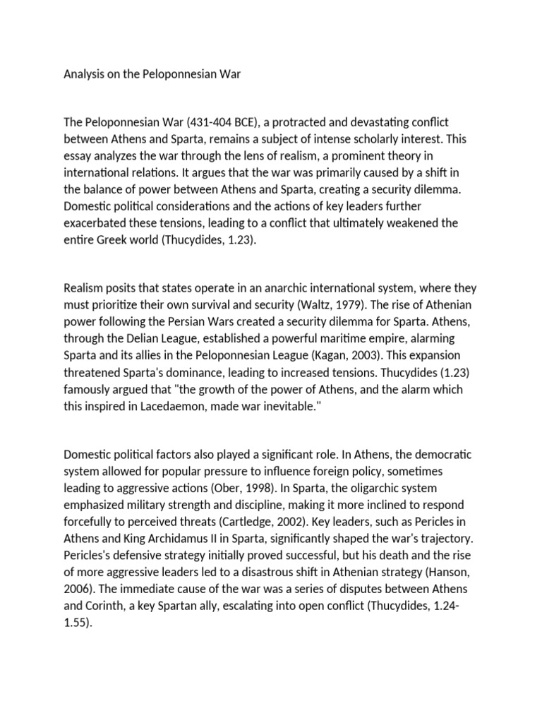 Analysis On The Peloponnesian War | PDF | Nuclear Proliferation ...