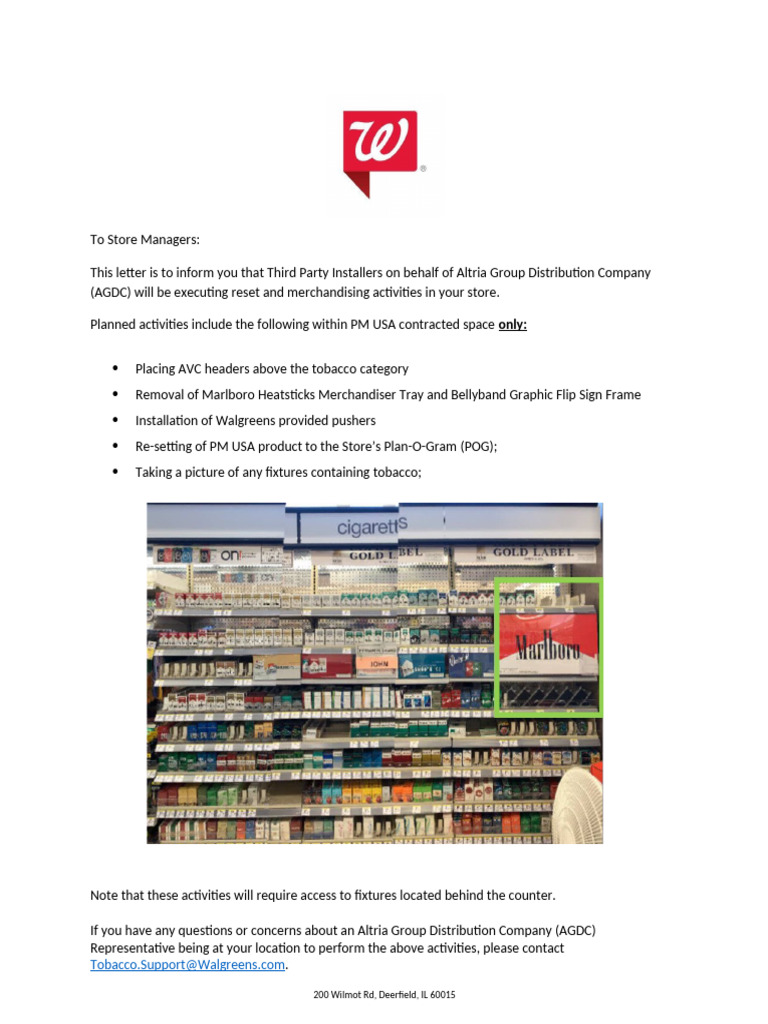 Walgreens March Reset - Letter of Authorization | PDF