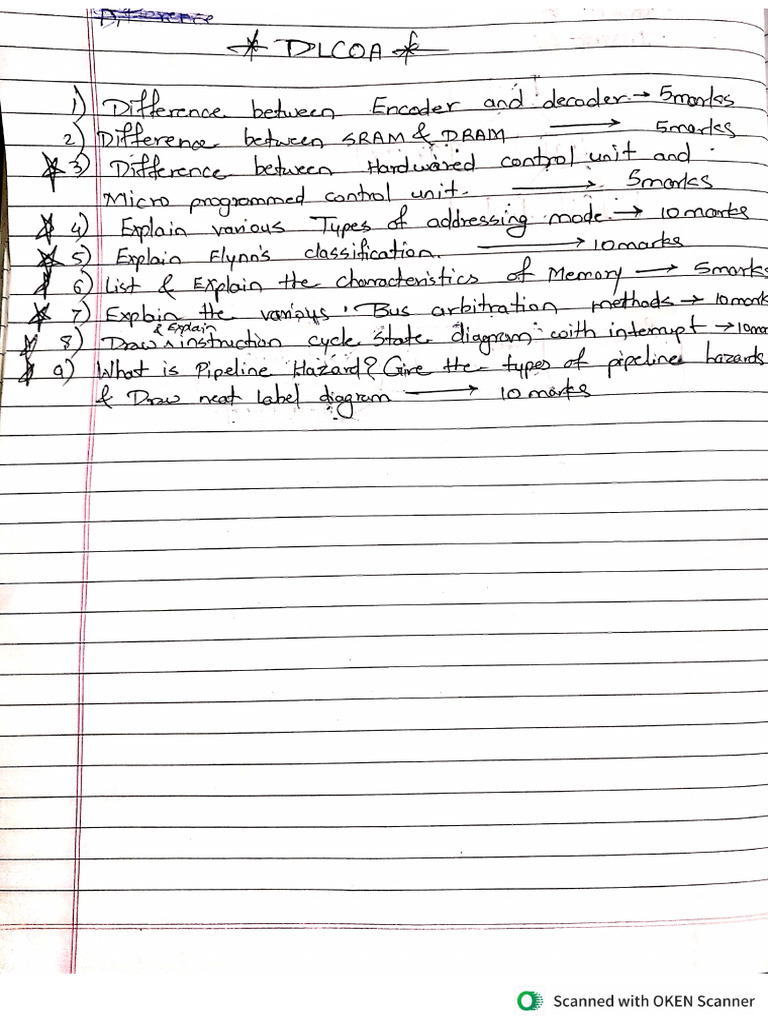 Important Question DLCOA | PDF