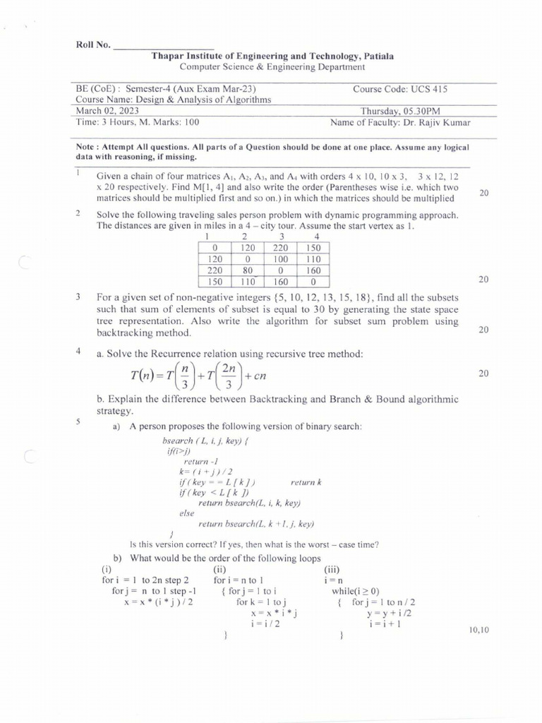 2023 aux(1) | PDF | Dynamic Programming | Mathematical Analysis