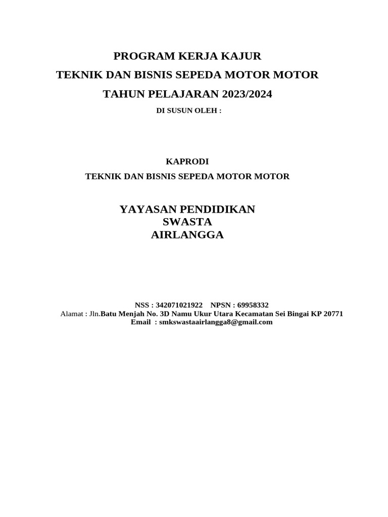 HG ( PROGRAM-KERJA-TBSM ) | PDF