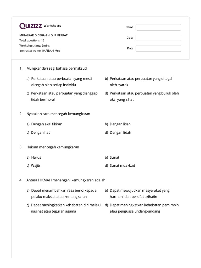 MUNGKAR DICEGAH HIDUP BERKAT - Quizizz | PDF
