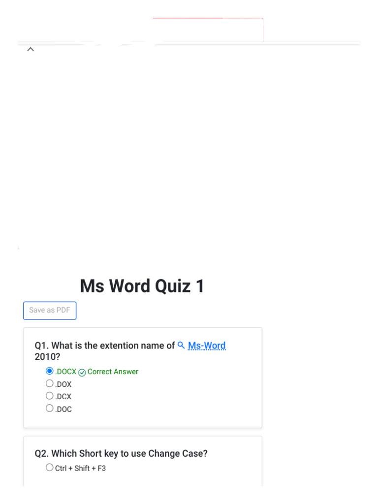 Ms Word MCQ Online Test - SET - 1 - Merged | PDF | Microsoft Word ...