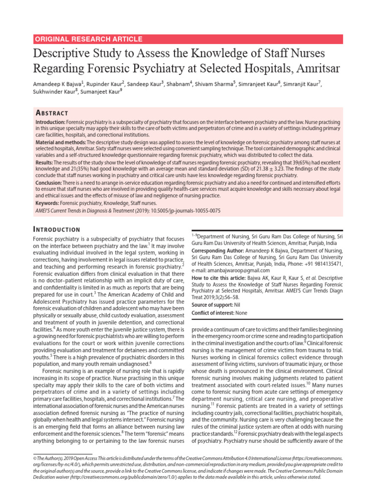 Descriptive_Study_to_Assess_the_Knowledg | PDF | Psychiatry | Forensic ...