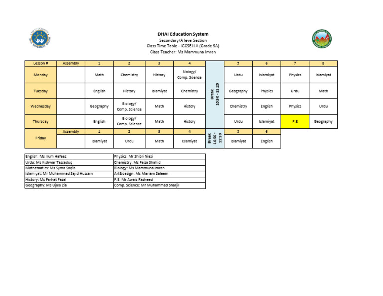 DES IGCSE II-A Timetable | PDF | Science