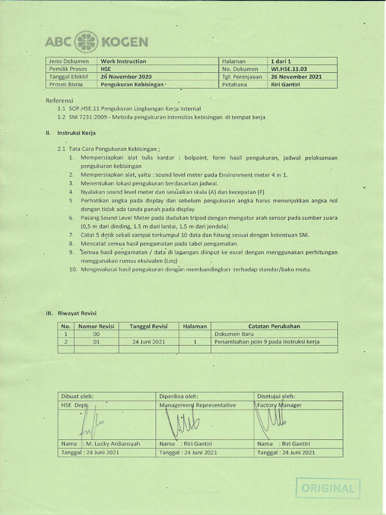 Wi.hse.11.03 Pengukuran Kebisingan | PDF