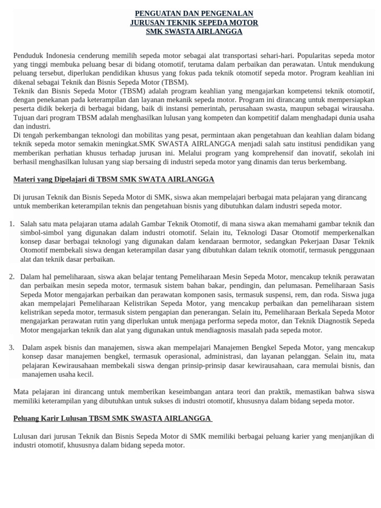 Penguatan Dan Pengenalan Jurusan | PDF