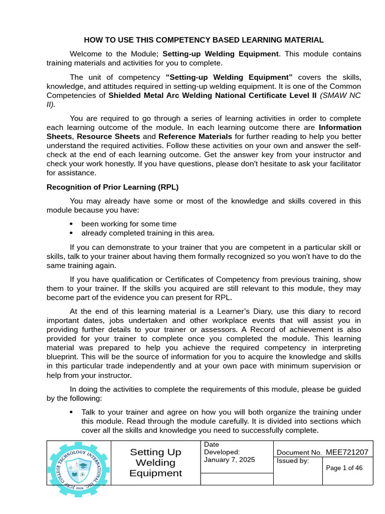 Setting Up Welding Equipment | PDF | Direct Current | Welding
