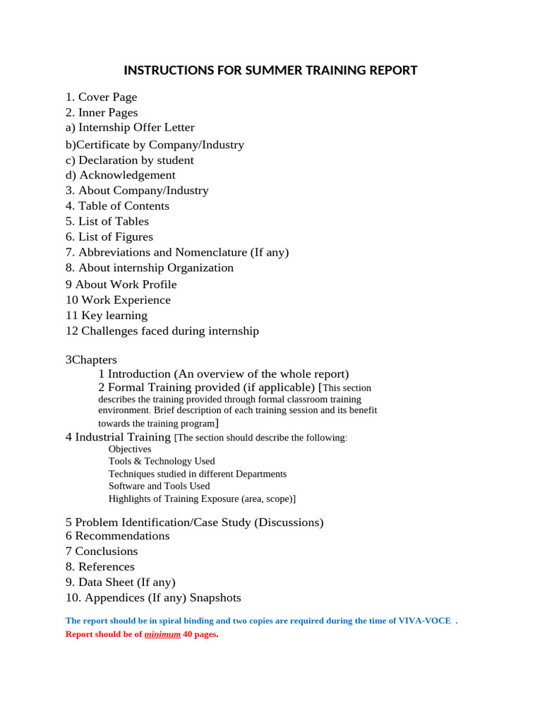 Viva-Voce On Summer Training REPORT FORMAT-1 | PDF