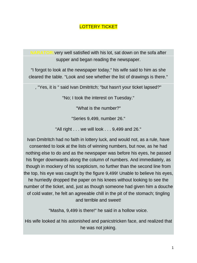 Winning Lottery Ticket Details | PDF