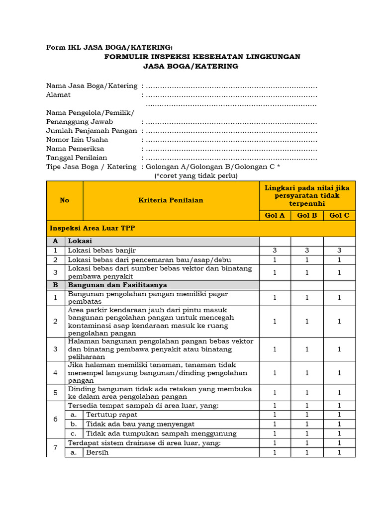 Form IKL JASA BOGA | PDF