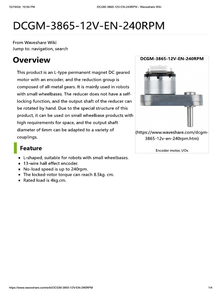 DC Motor with Encoder | PDF