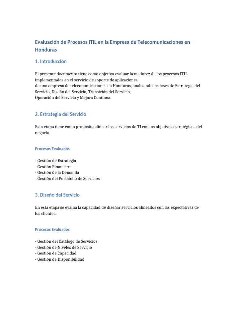 Evaluación Procesos ITIL Soporte Aplicaciones | PDF | Itil