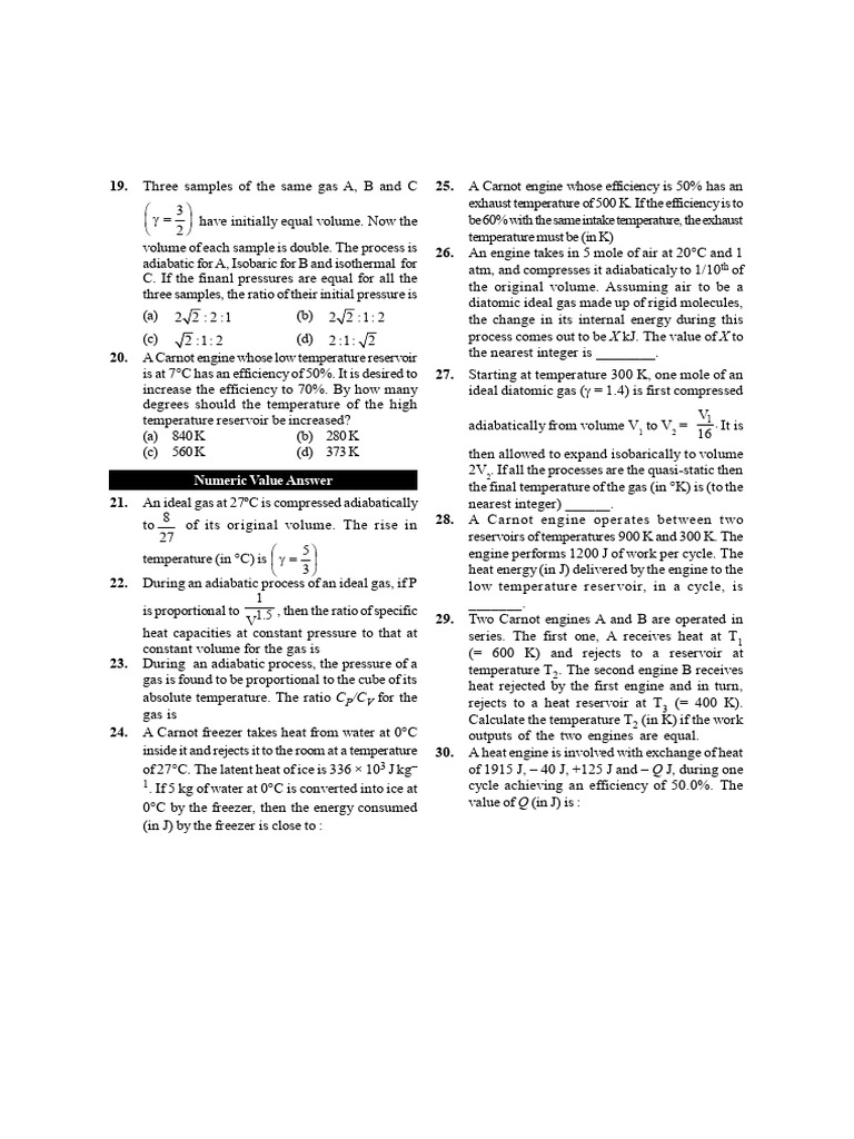 Thermo HW2 (1) | PDF | Temperature | Gases