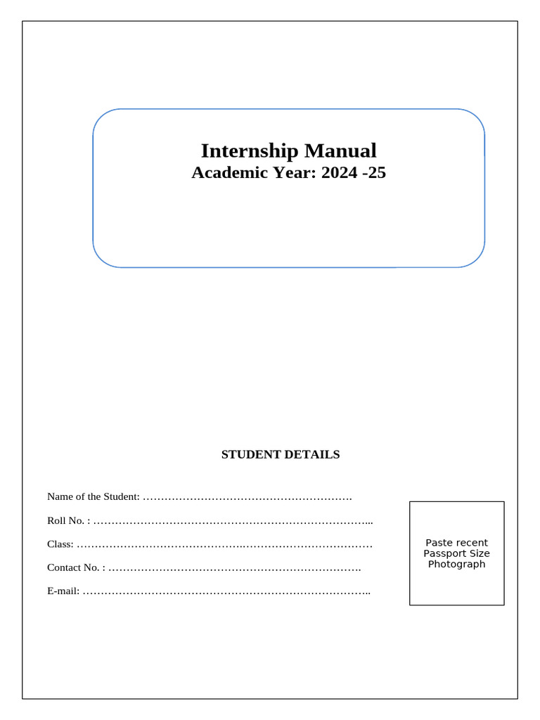 Internship Manual and Diary 2024 - 2025 | PDF | Social Psychology ...