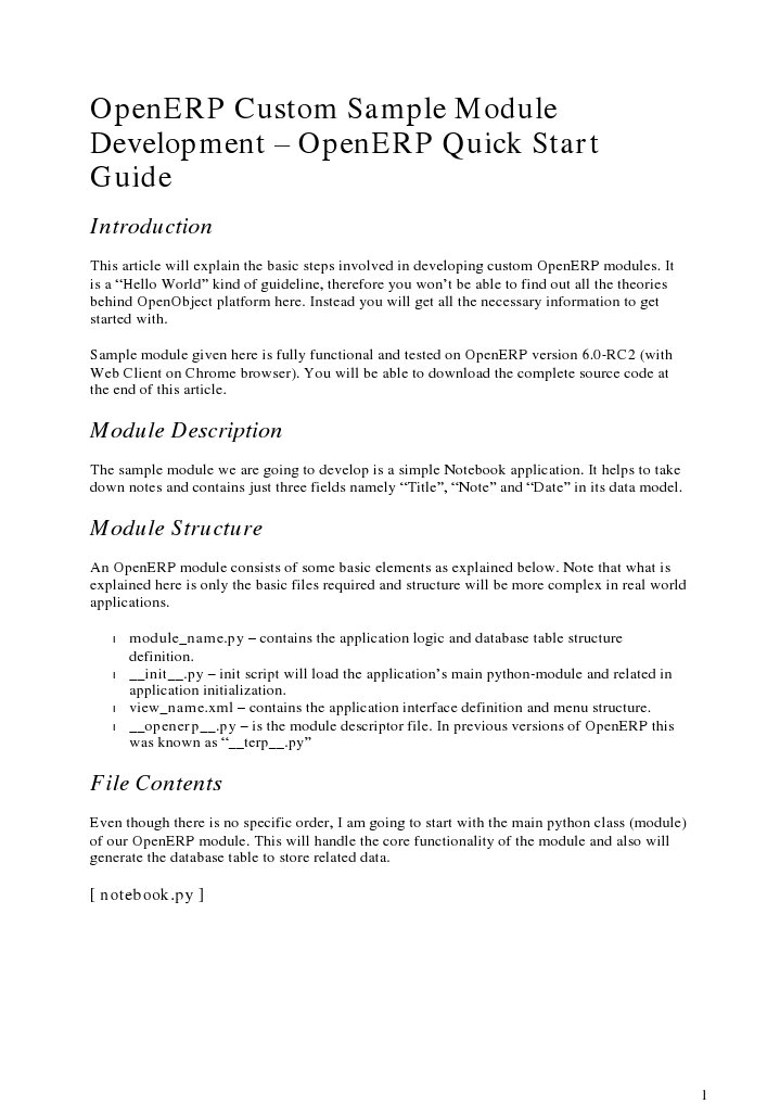 Openerp Custom Sample Module Development - Openerp Quick Start Guide ...
