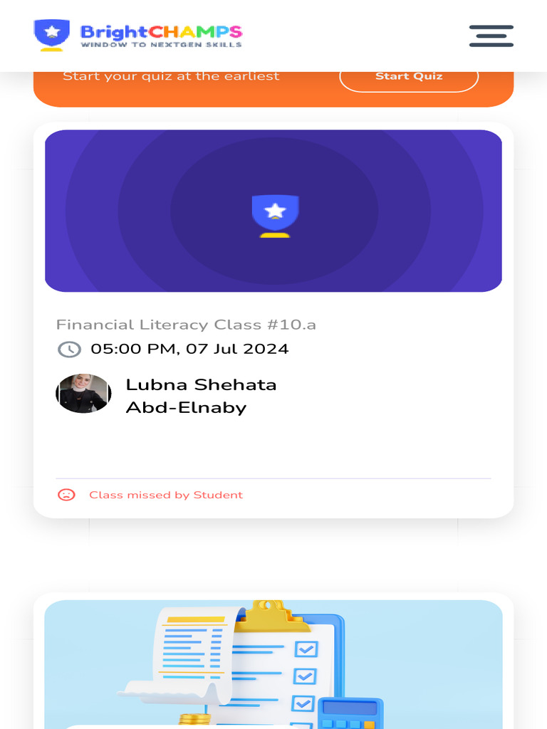 BrightChamps Student Dashboard | PDF