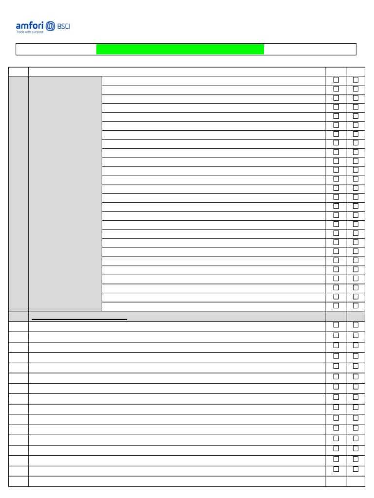 BSCI Audit Document Checklist | PDF | Occupational Safety And Health | Risk Assessment