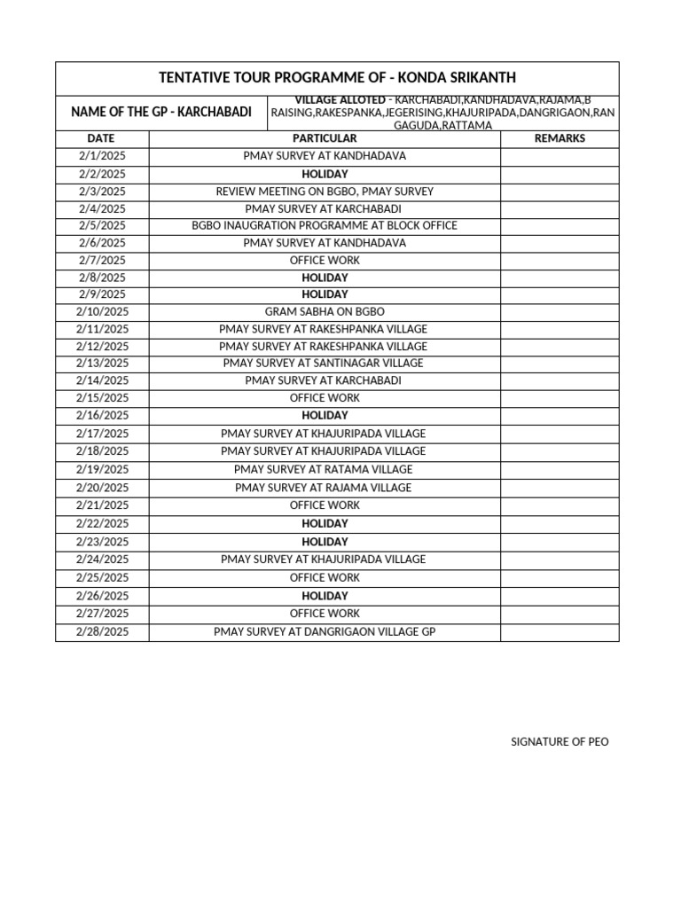 Advanve Tour Diary | PDF