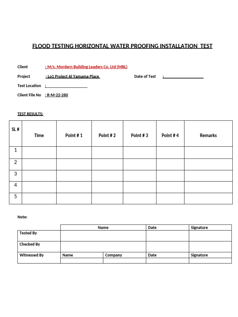 Waterproofing Test Results | PDF