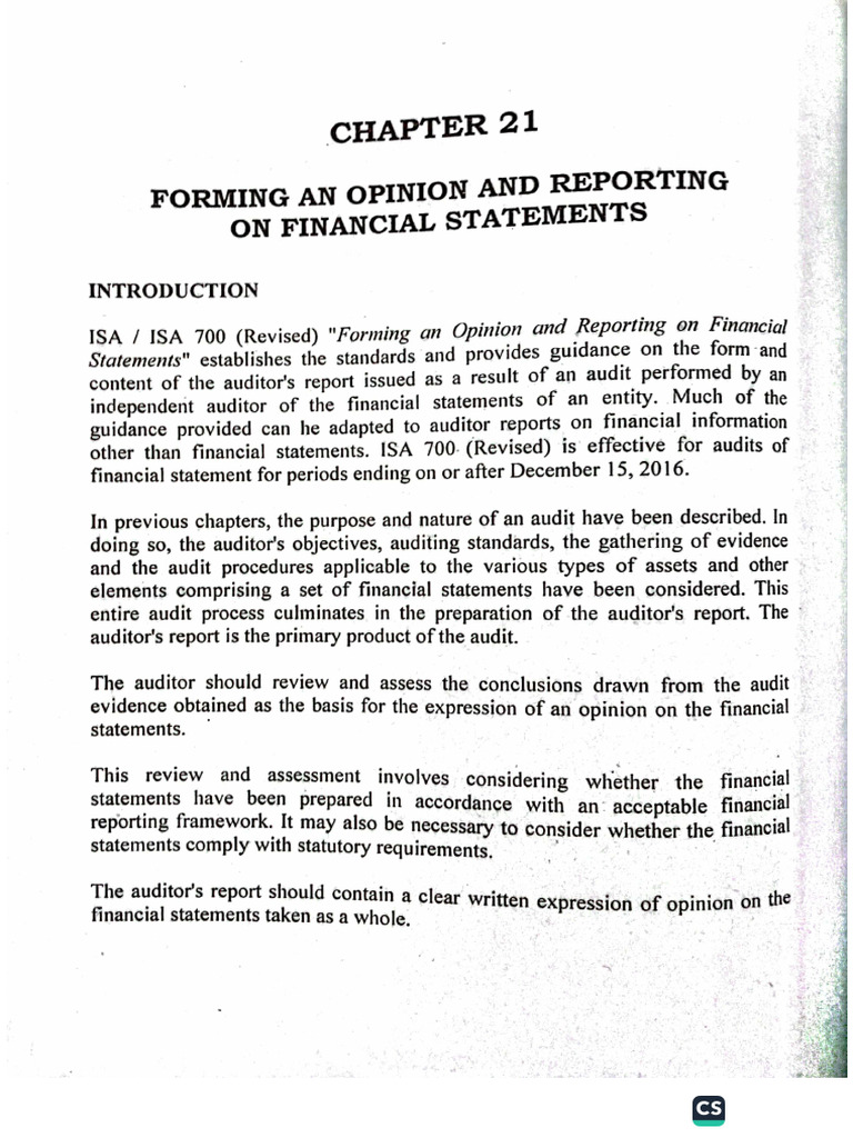 Forming An Opinion and Reporting On Financial Statements Cabrera 2023 | PDF