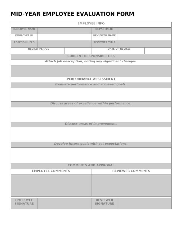 Mid Year Employee Evaluation Form | PDF
