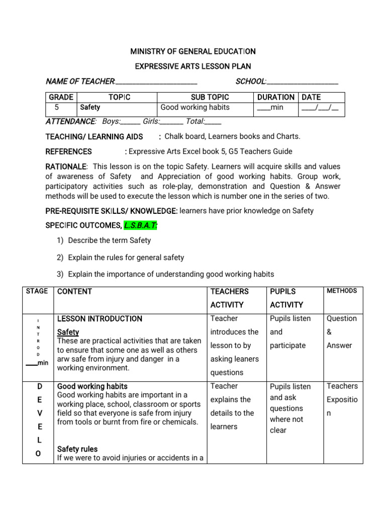 G5 Expressive Arts lesson PLANS | PDF | Singing | Learning