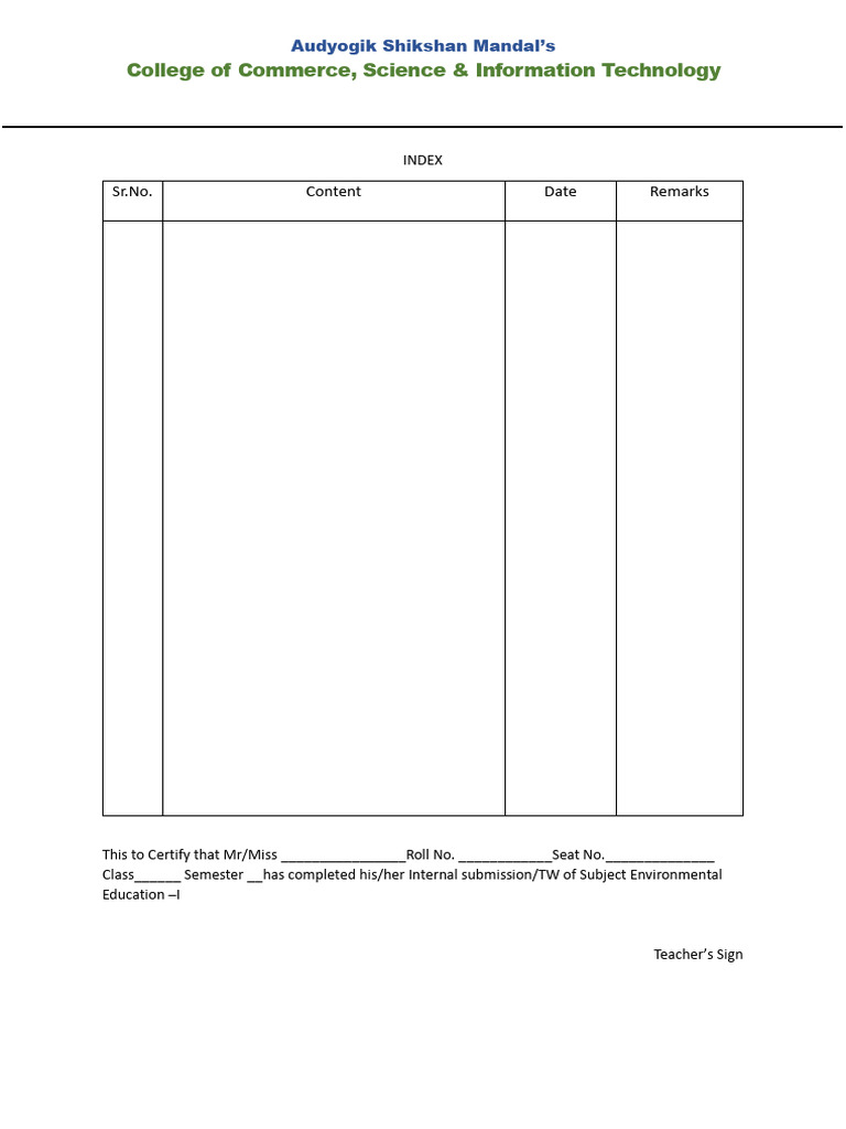 Index Format - I (1) | PDF