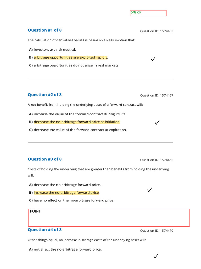 Reading 71 Arbitrage, Replication, and The Cost of Carry in Pricing Derivatives | PDF ...