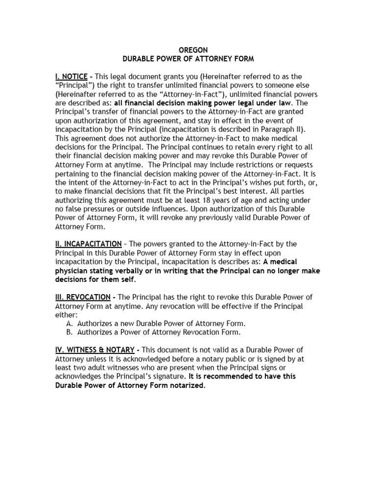 Oregon Financial Power Guide | PDF | Power Of Attorney | Mortgage Law