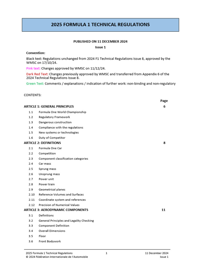 2025 F1 Technical Regulations Overview | PDF | Cartesian Coordinate ...