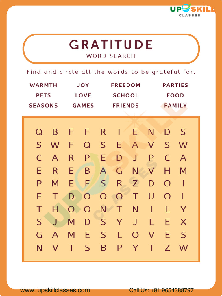 Gratitude Word Search Puzzle | PDF