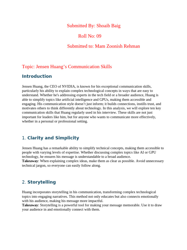 Assignment Communication Skills by Shoaib Baig | PDF | Nonverbal Communication | Communication