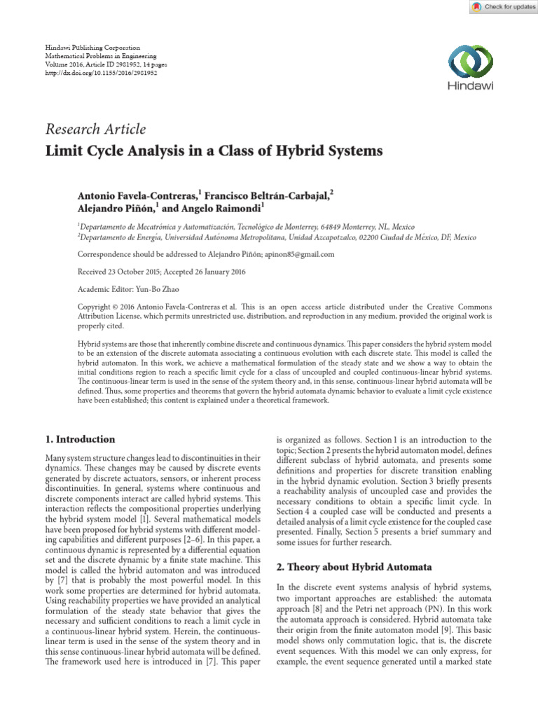 Limit Cycle Analysis in A Class of Hybrid Cyber Systems | PDF ...