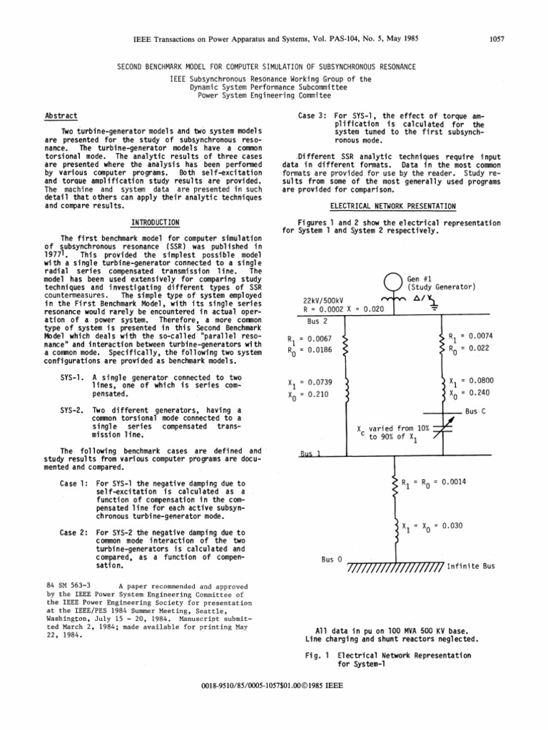 Subsynchronous Resonance Simulation Model | PDF | Electrical Engineering | Electricity