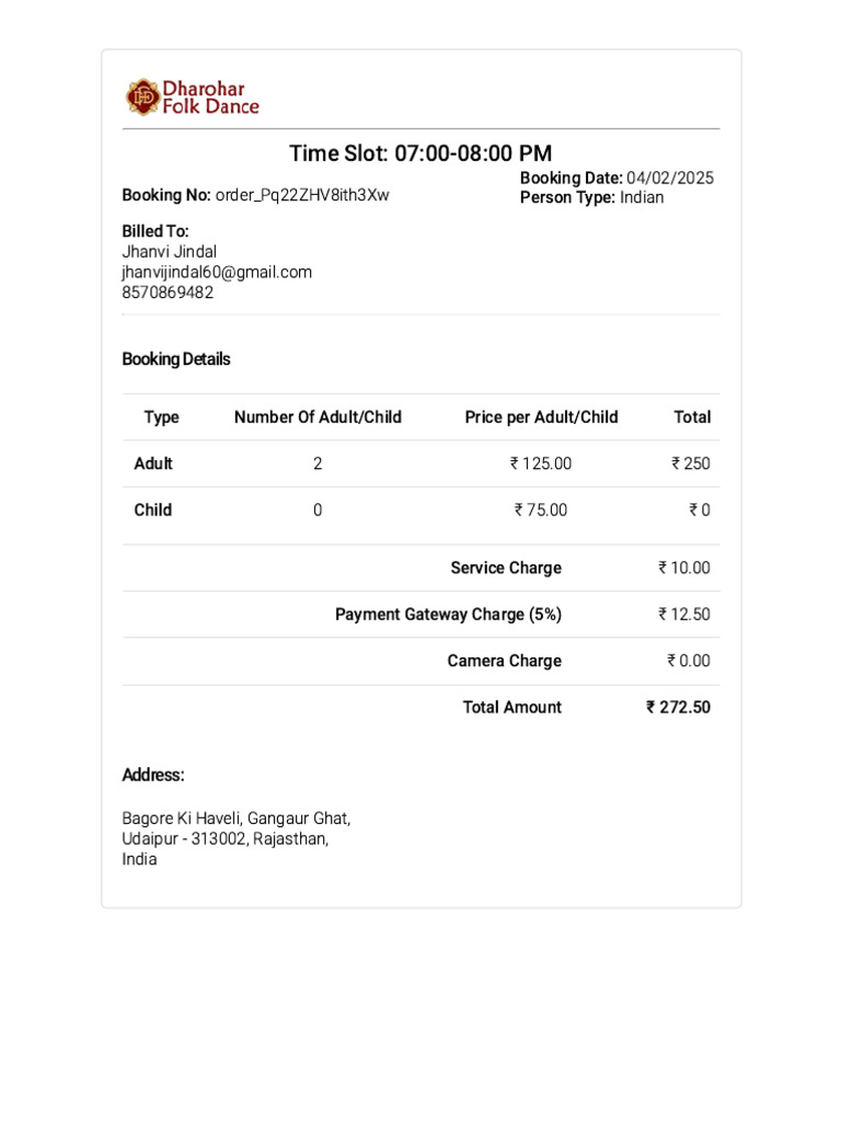 Booking Invoice | PDF