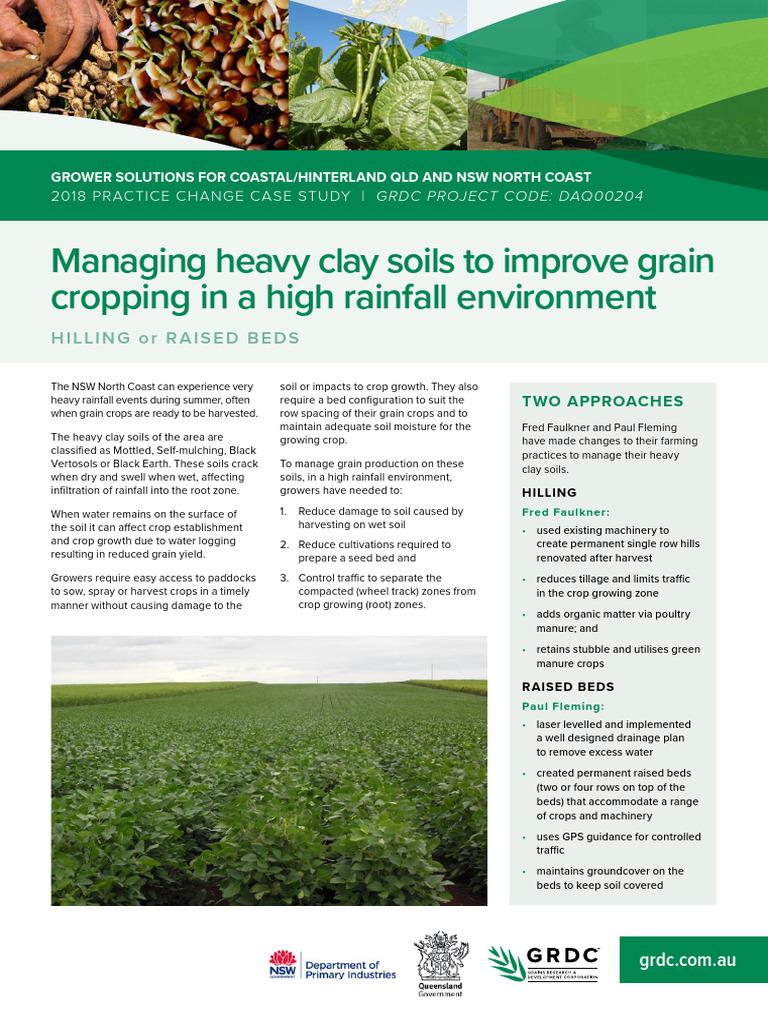 Managing Heavy Clay Soils To Improve Grain Cropping in A High Rainfall ...