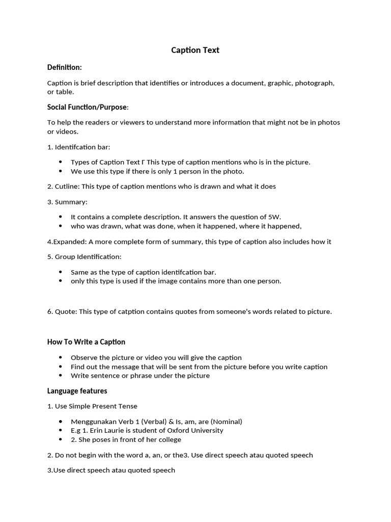 Understanding Caption Text | PDF