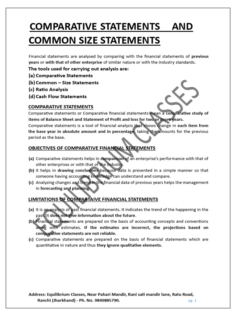 Comparative and Common Size Statements | PDF | Income Statement ...