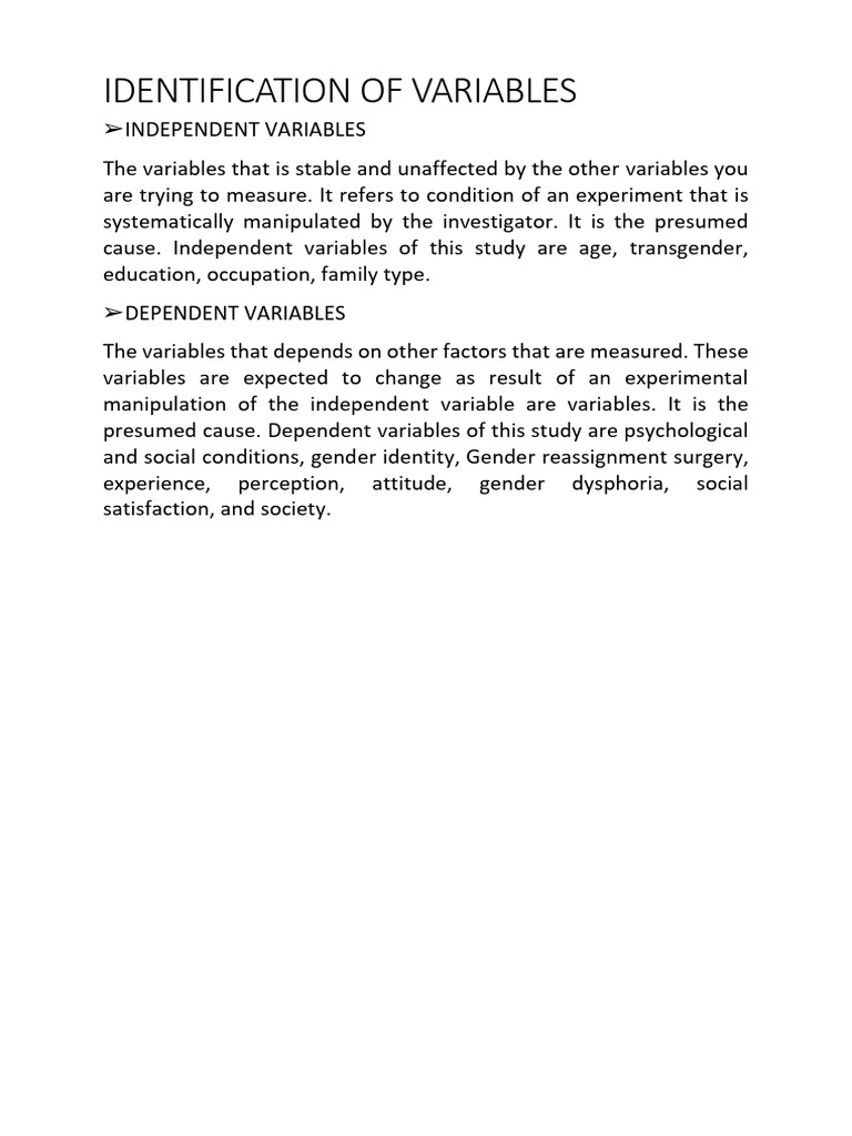 Variables in Gender Studies | PDF