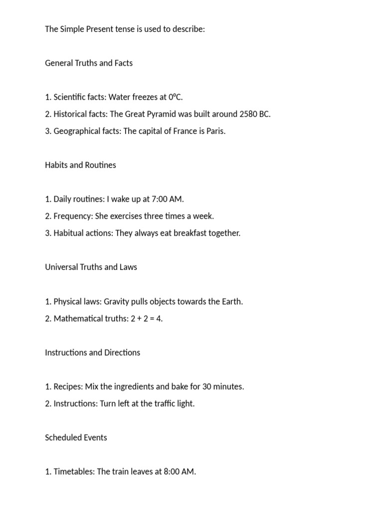 Simple Present Tense Explained | PDF | Water