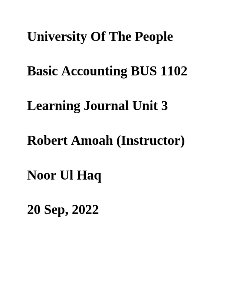 Learning Journal Unit 3 Bus 1102 | PDF