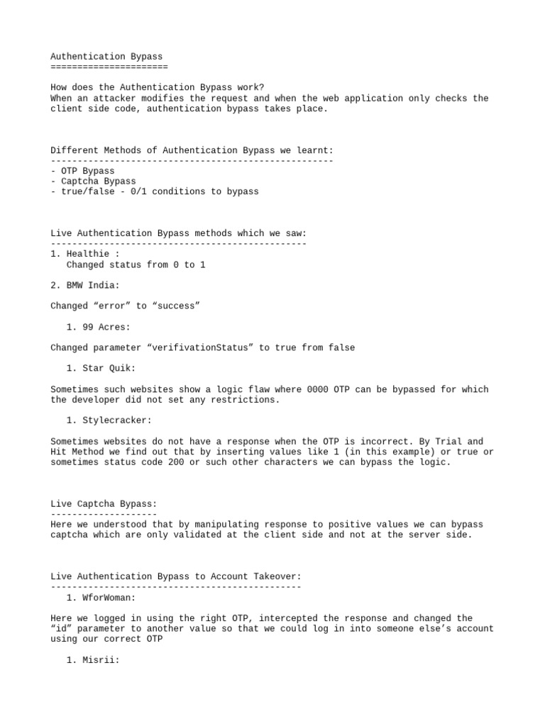 Authentication Bypass Revision | PDF | Client–Server Model | Cybercrime