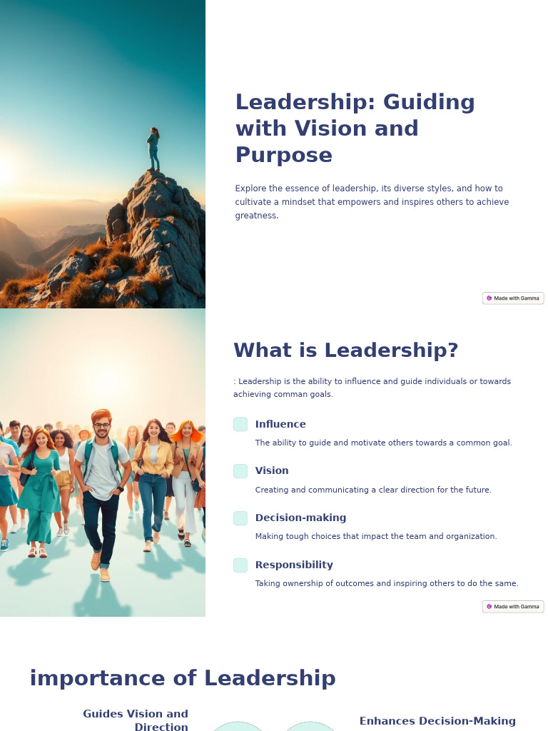 Leadership Guiding With Vision and Purpose | PDF | Leadership | Goal