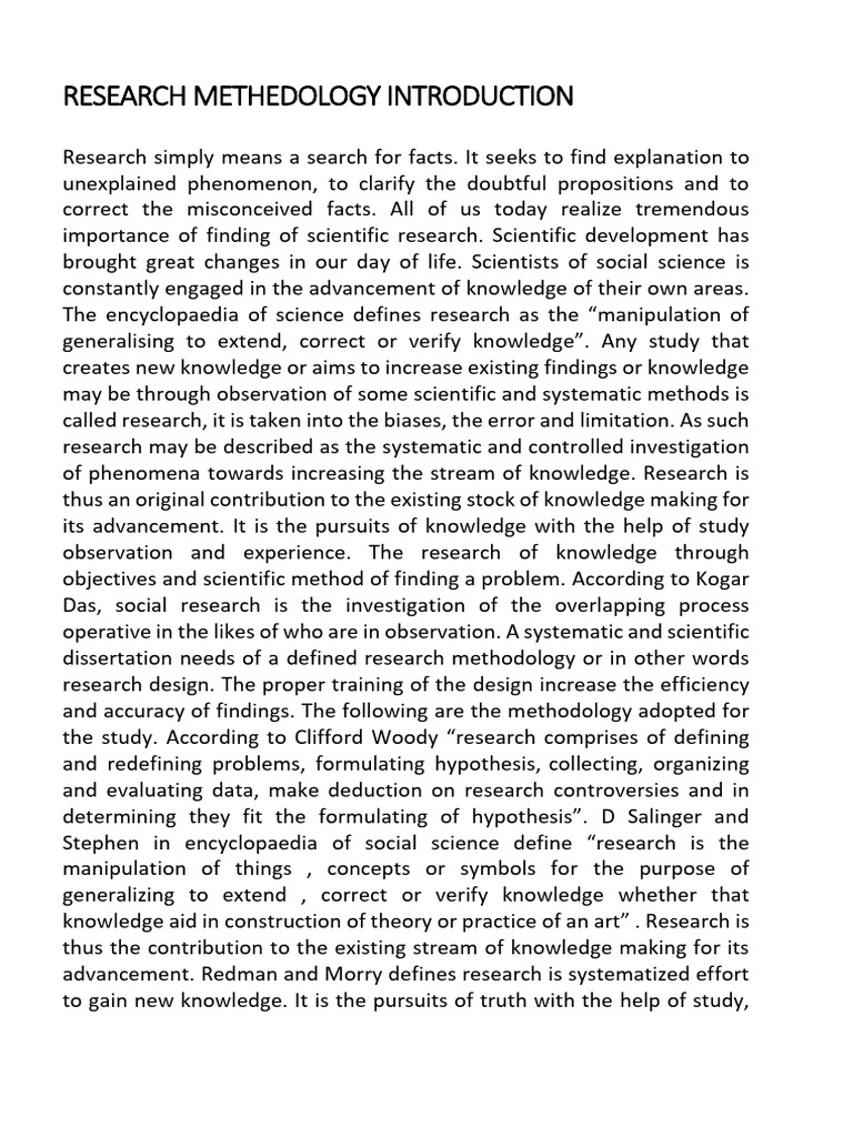 Research Methedology Introduction | PDF | Scientific Method | Knowledge