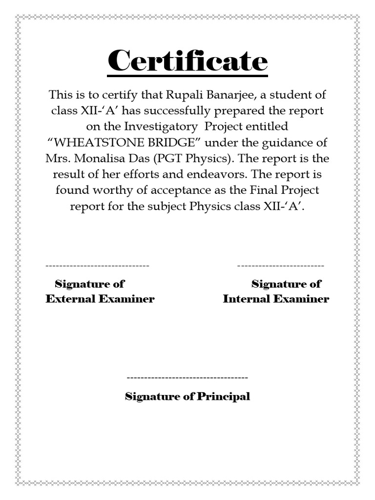 Certificate of Phys | PDF