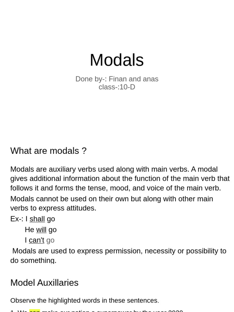 Modals | PDF | Linguistics | Language Mechanics