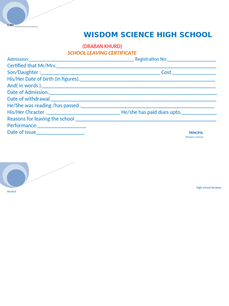 School Leaving Certificate Template | PDF