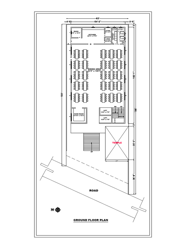Temple Dining Area Ground Plan | PDF