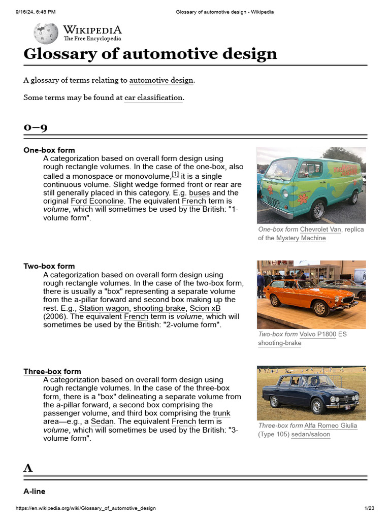 Glossary of Automotive Design - Wikipedia | PDF | Trunk (Car) | Truck